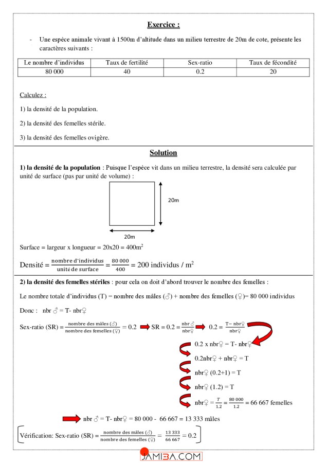 Exercice corrigée d’écologie 2 | Faculté des Sciences