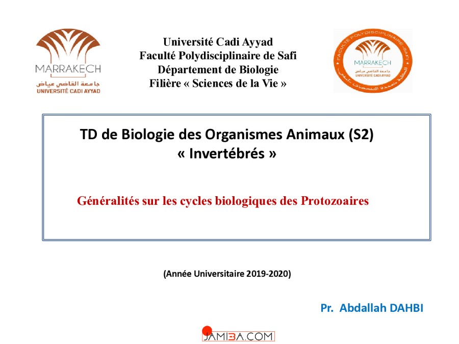 Généralités sur les cycles biologiques des Protozoaires | Faculté ...